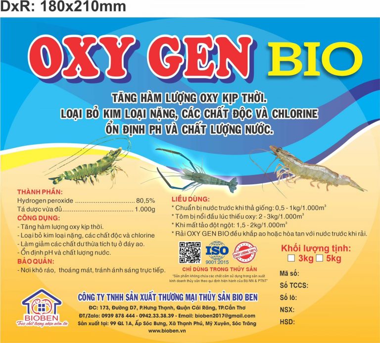 OXY GEN BIO - Thuốc thuỷ Sản Chất Lượng Cao Bioben